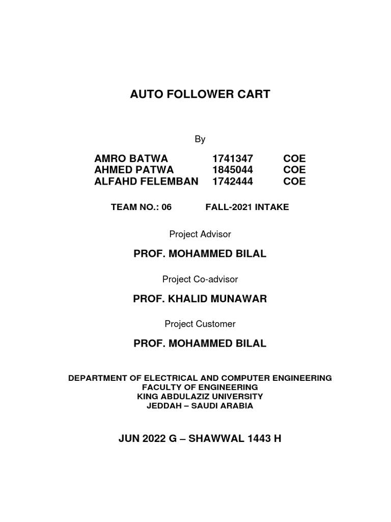 Followercart Report | PDF | Computer Vision | Robot