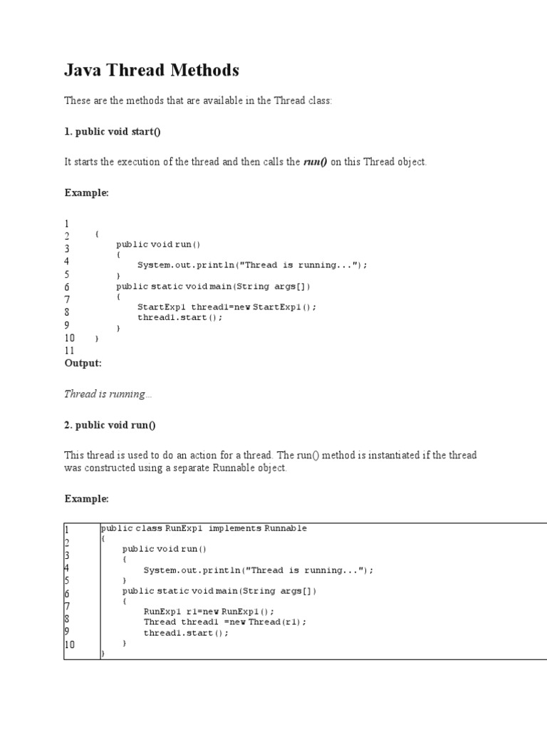 Thread Methods | Download Free PDF | Class (Computer Programming ...