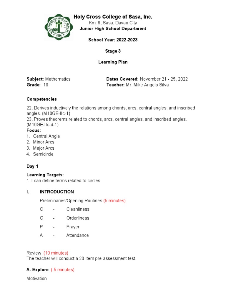 Checked-Math-10 LP Q2 WK-5 | PDF | Circle | Angle