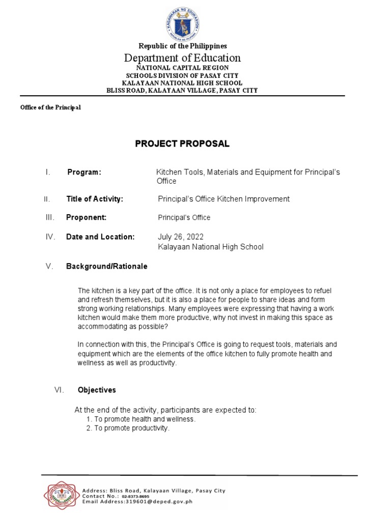 Kitchen Improvement Proposal for Office | PDF | Tableware | Food And Drink