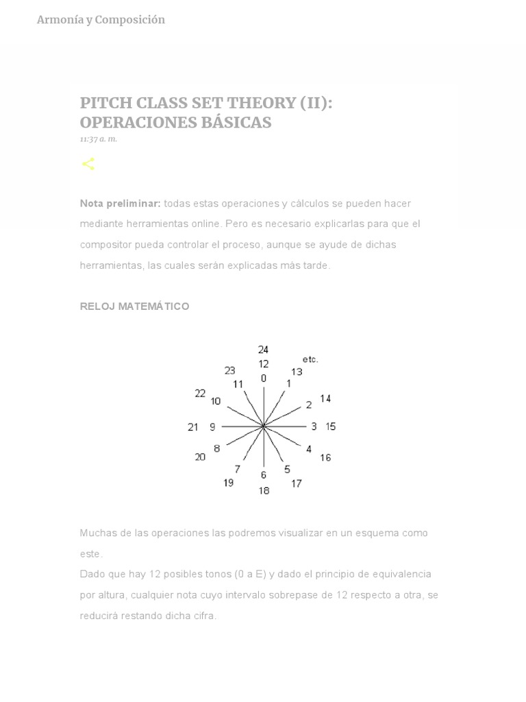 Pitch Class Set Theory (Ii) - Operaciones Básicas | PDF | Composiciones ...