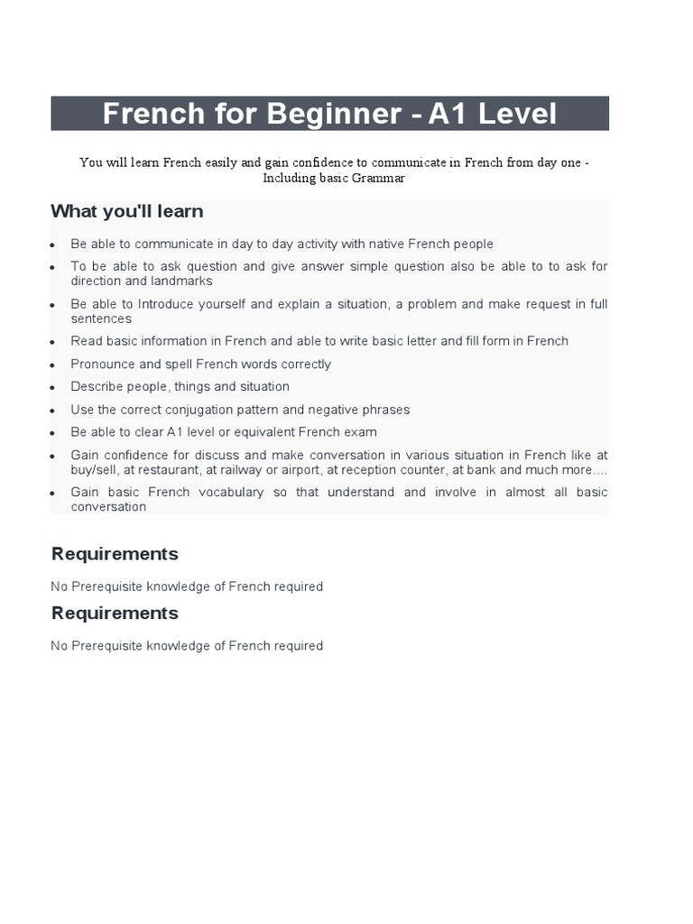 French For Beginner | PDF | French Language | Verb