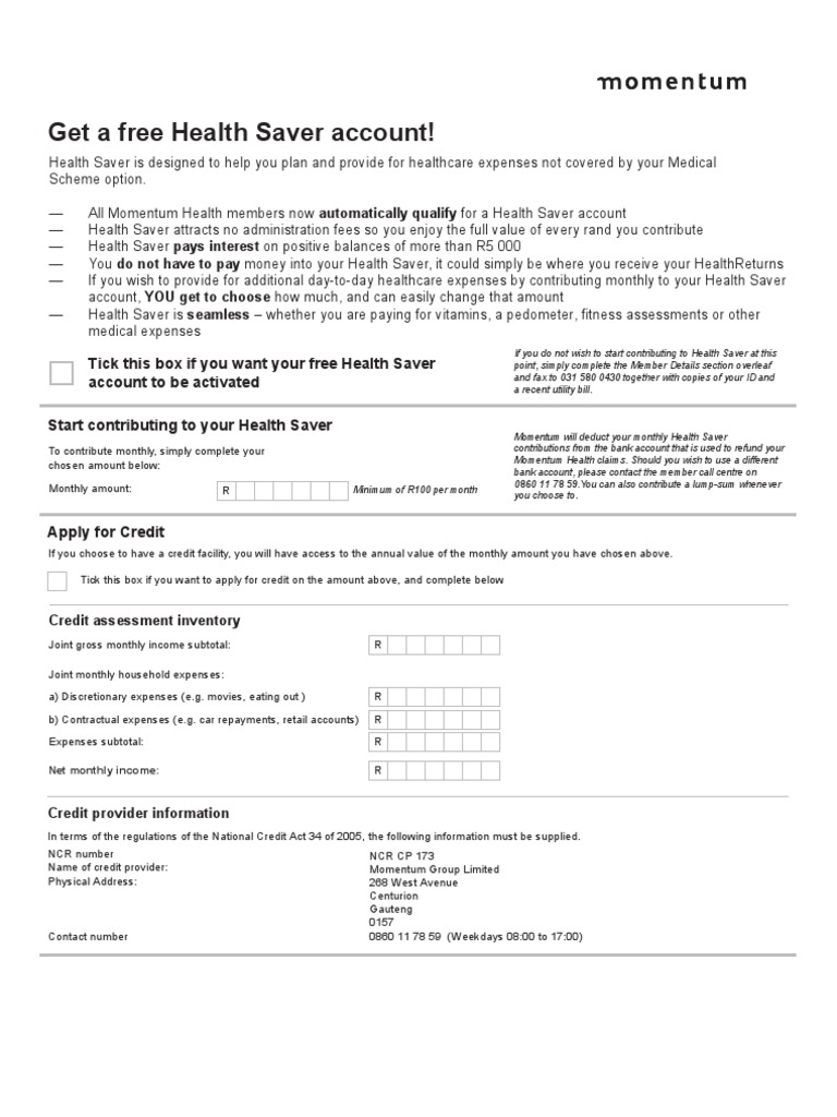 2011 Health Saver Form Final | PDF | Expense | Economies