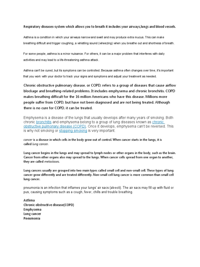 Respiratory Diseases | PDF | Wellness | Science & Mathematics