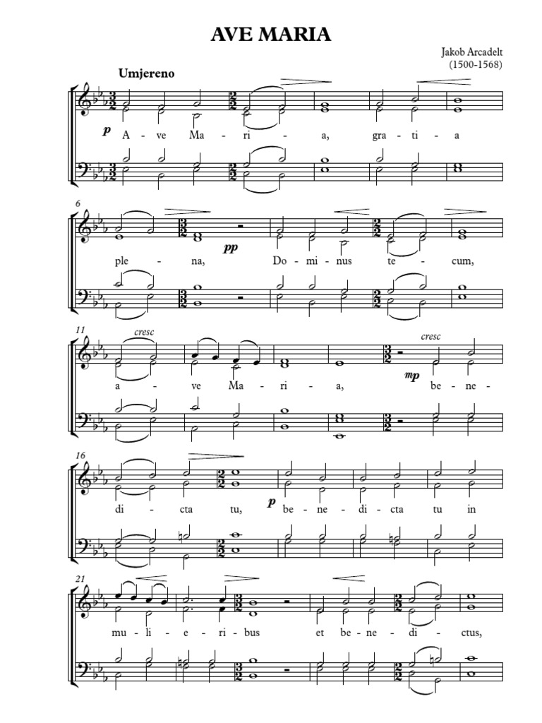 Ave Maria (SATB) - Arcadelt | PDF | Latin Script | Phonetics