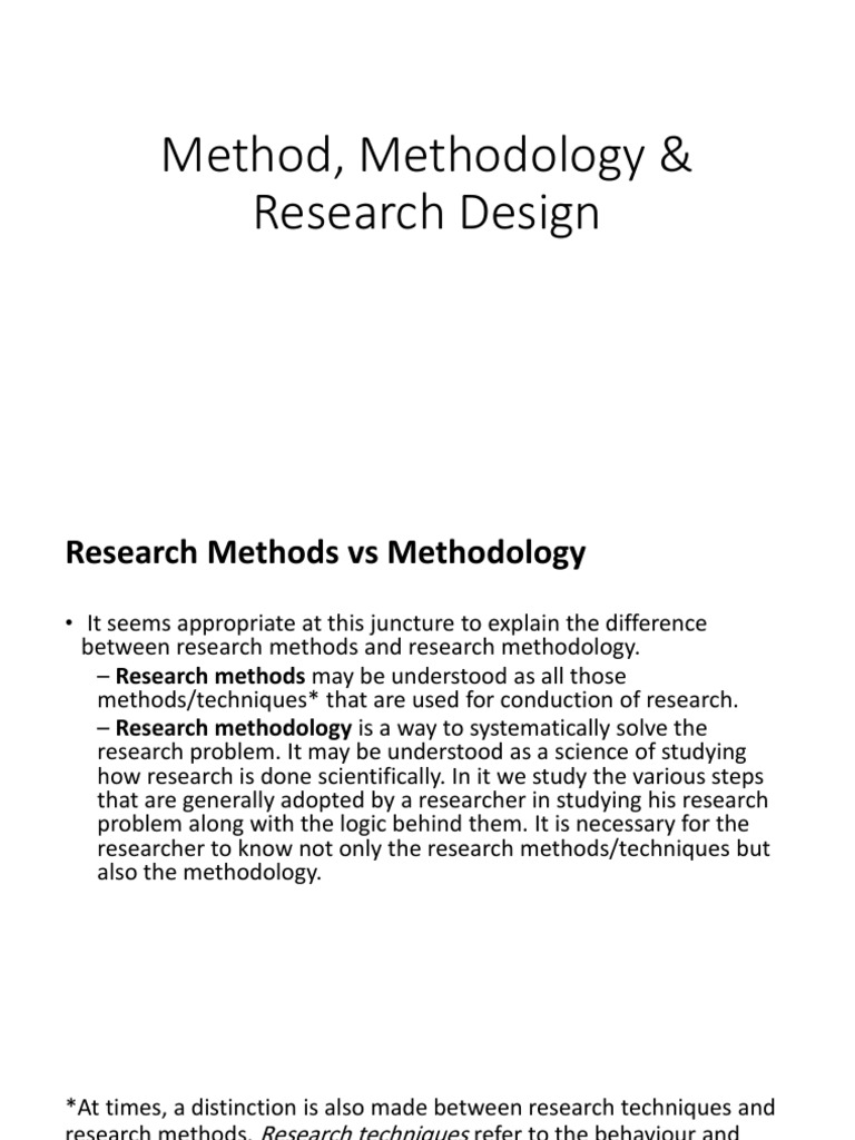 Method, Methodology & Research Design | PDF | Methodology | Research Design