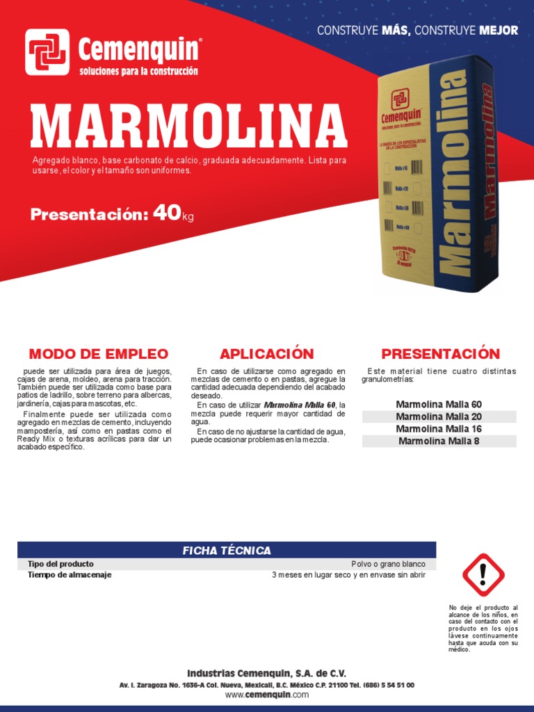 Usos y características de la marmolina | PDF | Cemento | Ingeniería de Edificación