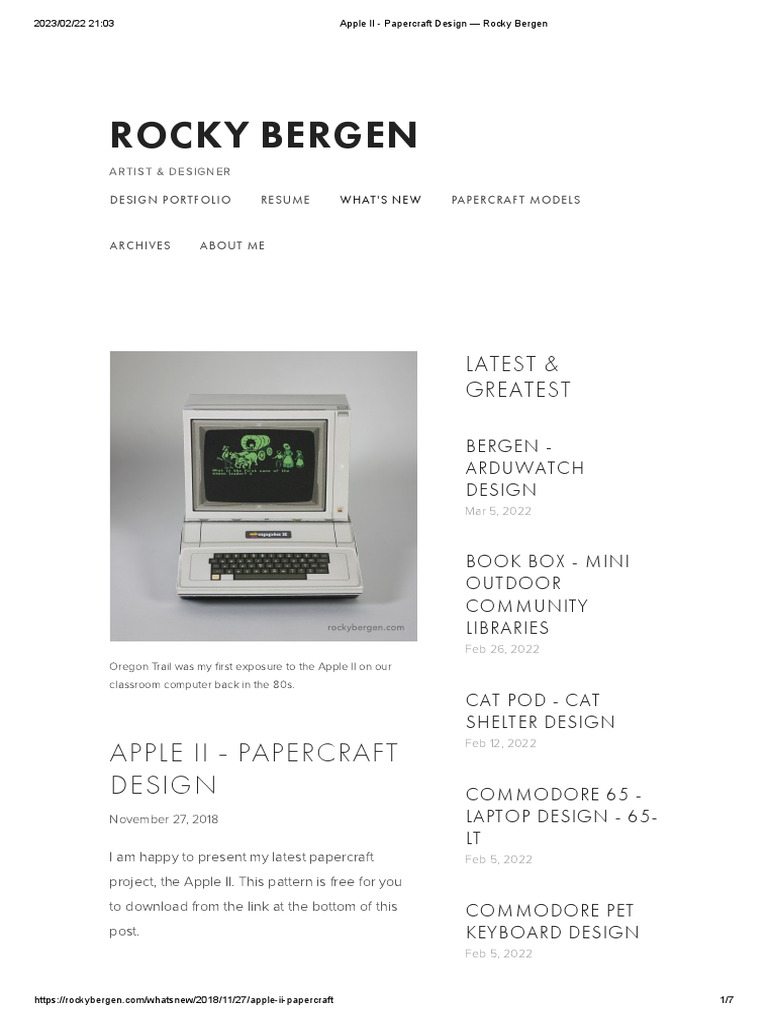 Apple II - Papercraft Design - Rocky Bergen | PDF | Computing | Office ...