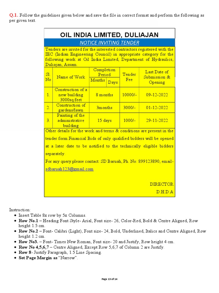 Oil India Limited, Duliajan: Notice Inviting Tender | PDF | Writing | Written Communication
