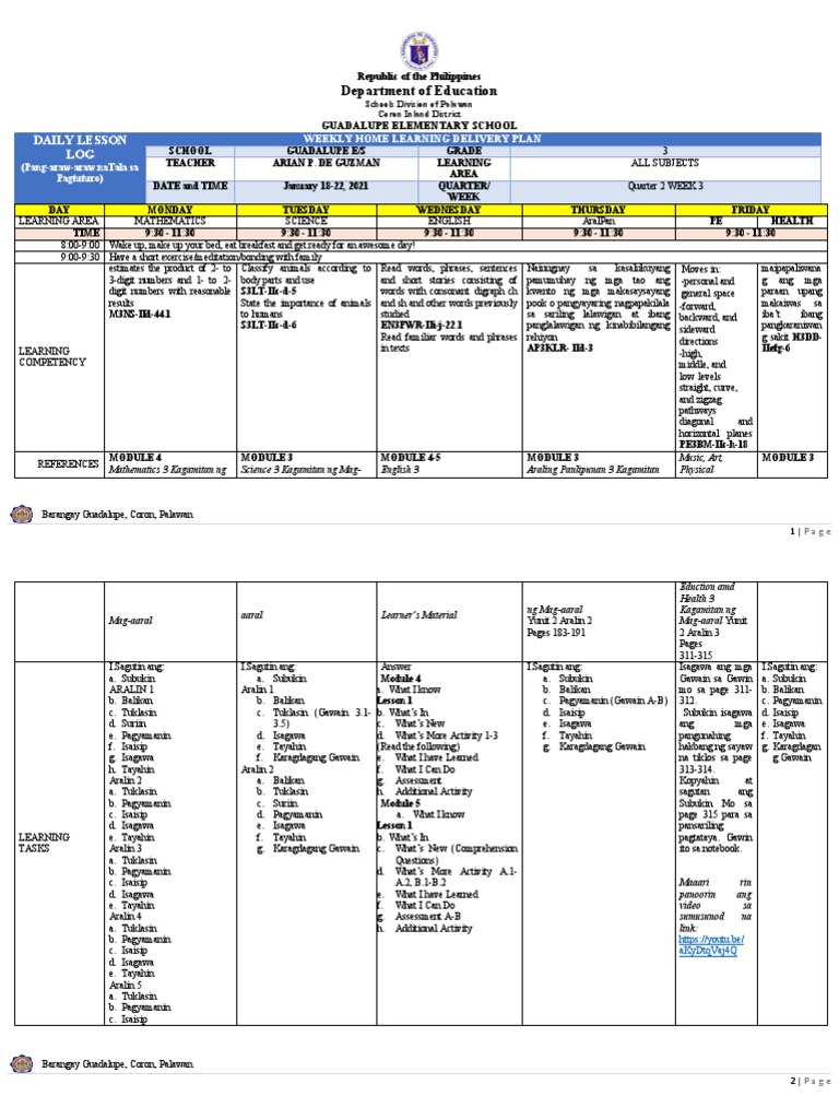 Grade 3 Quarter 2 WHLP WEEK 3 | PDF | Linguistics
