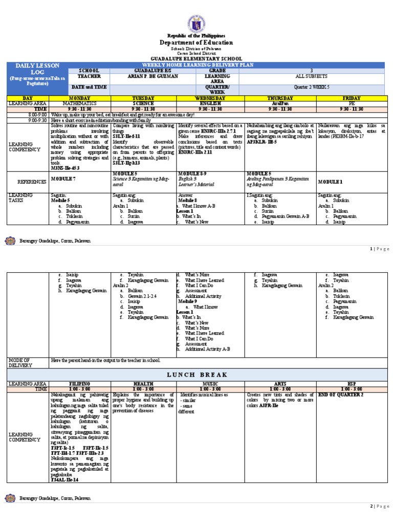 Grade 3 Quarter 2 WHLP WEEK 5 | PDF | Learning | Cognitive Science