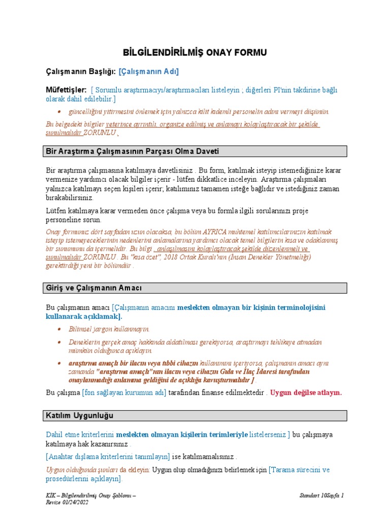Informed Consent Template Standard | PDF