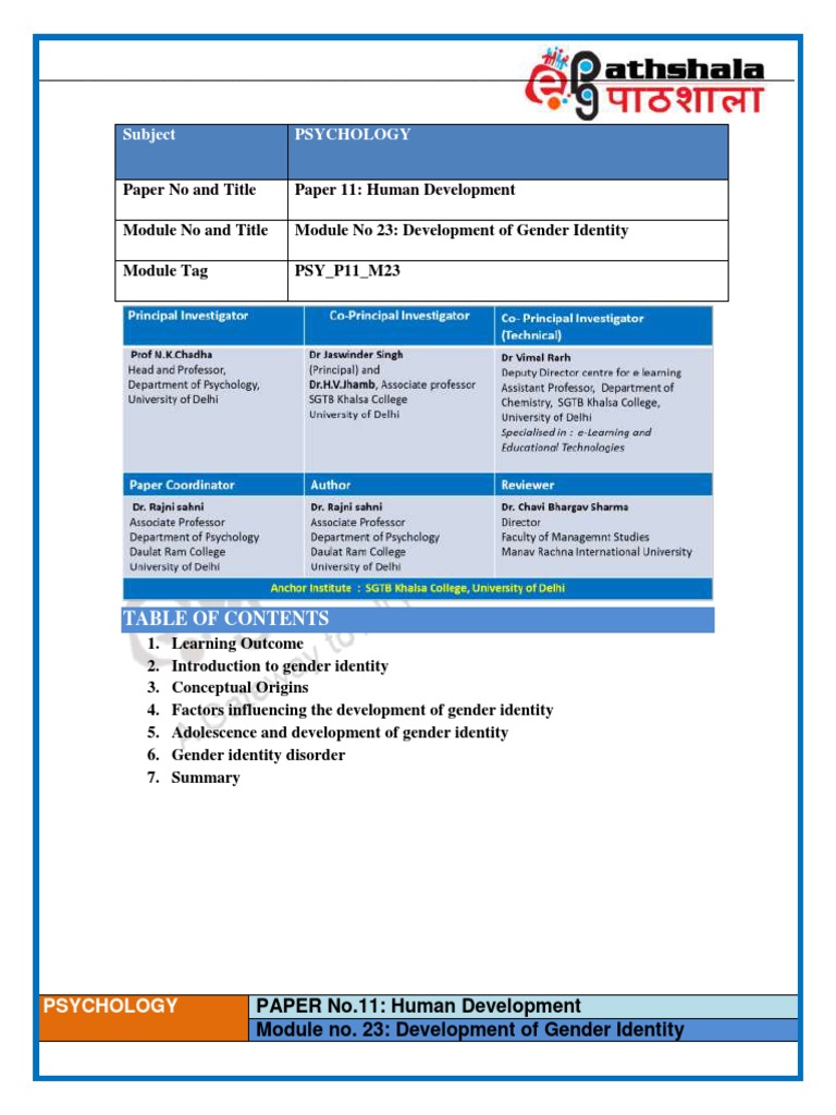 Understanding the Development of Gender Identity: Biological and Social ...