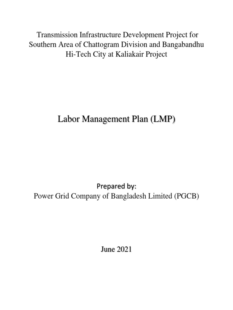 Labor Management Plan for Kaliakair Project | PDF | Occupational Safety ...