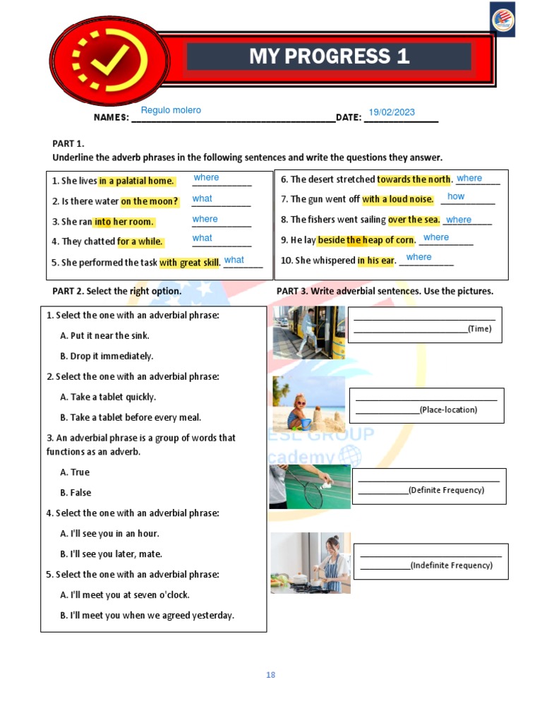 Progress 1 | PDF | Adverb | Cognitive Science
