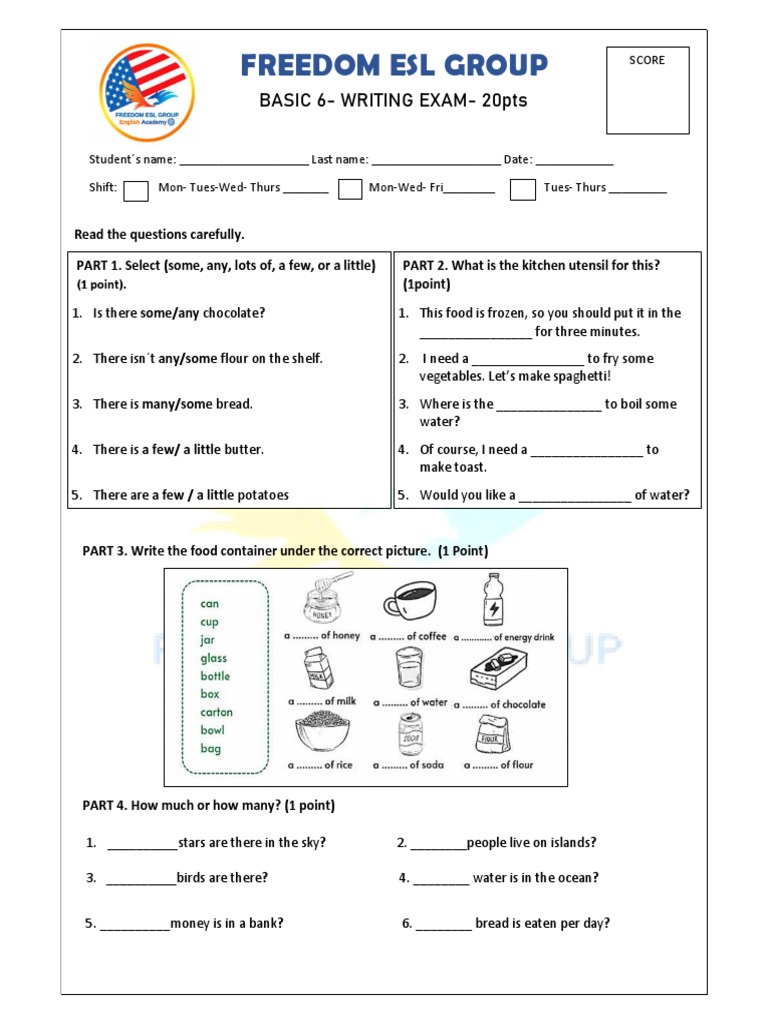 Basic 6 Final Exam | PDF | Foods | Cuisine