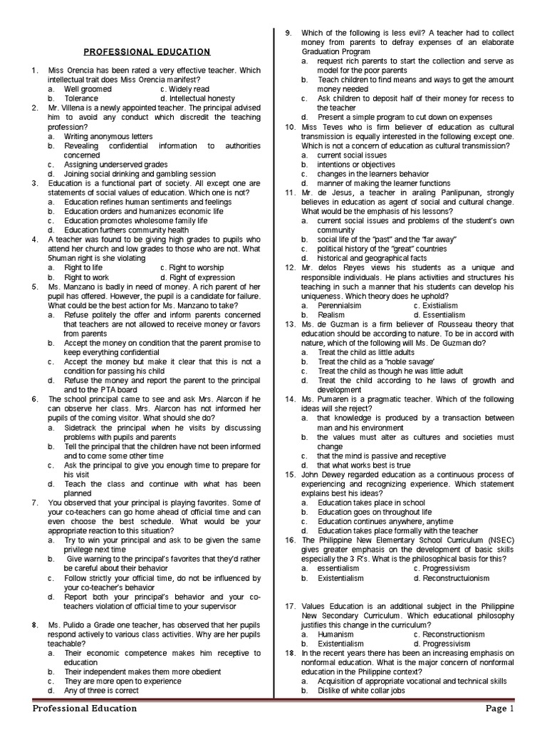 Prof Ed1 | PDF | Learning | Teachers