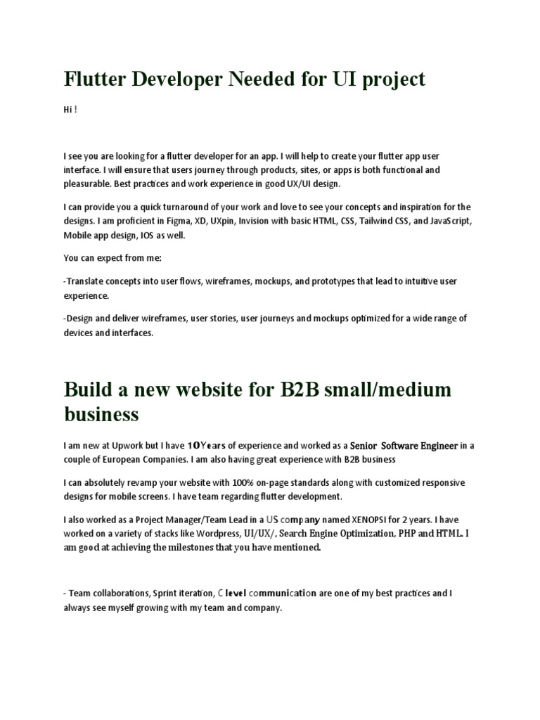 Flutter Developer Needed For Ui Project Pdf Mobile App User Interface