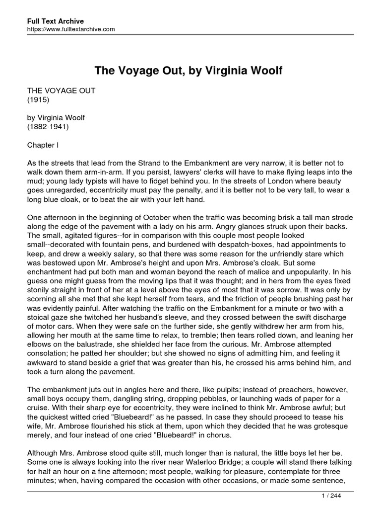 The Voyage Out by Virginia Woolf | PDF | Rowing