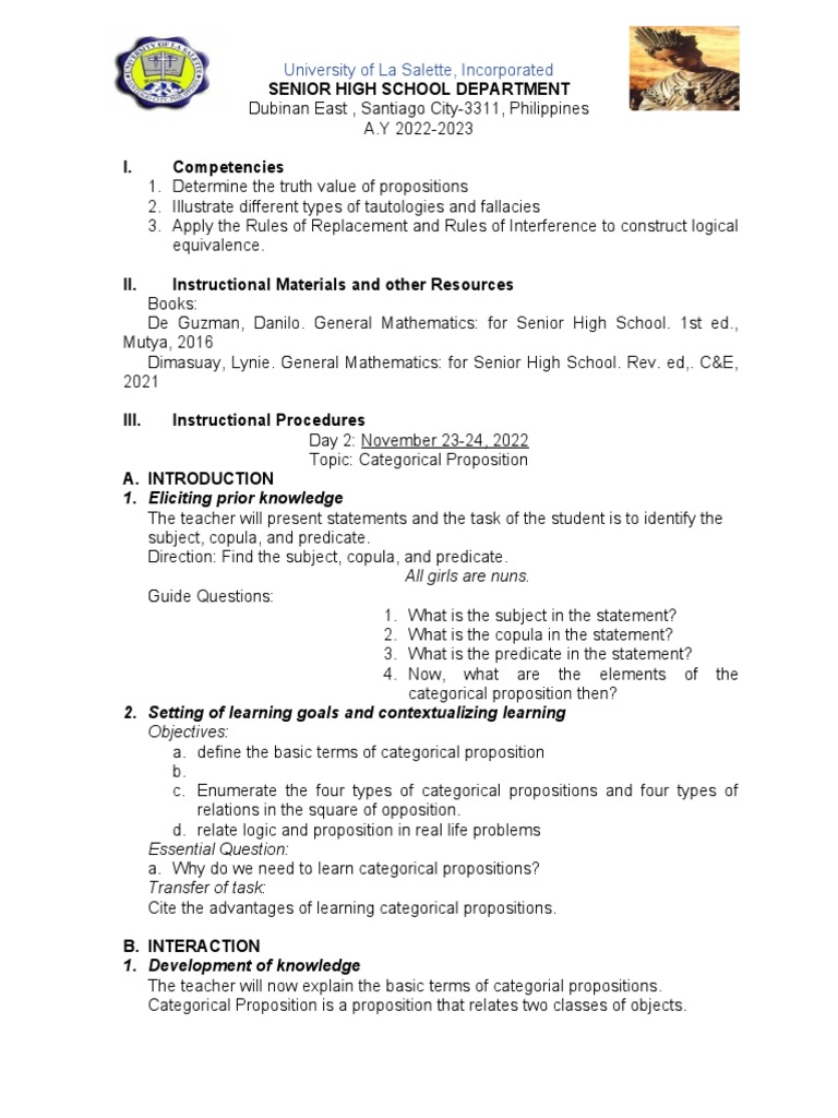 Categorial Proposition LP | PDF | Proposition | Mathematics