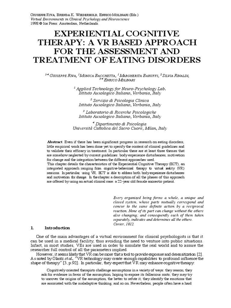 Experiential Cognitive Therapy Avr Based Approach Assessment and ...