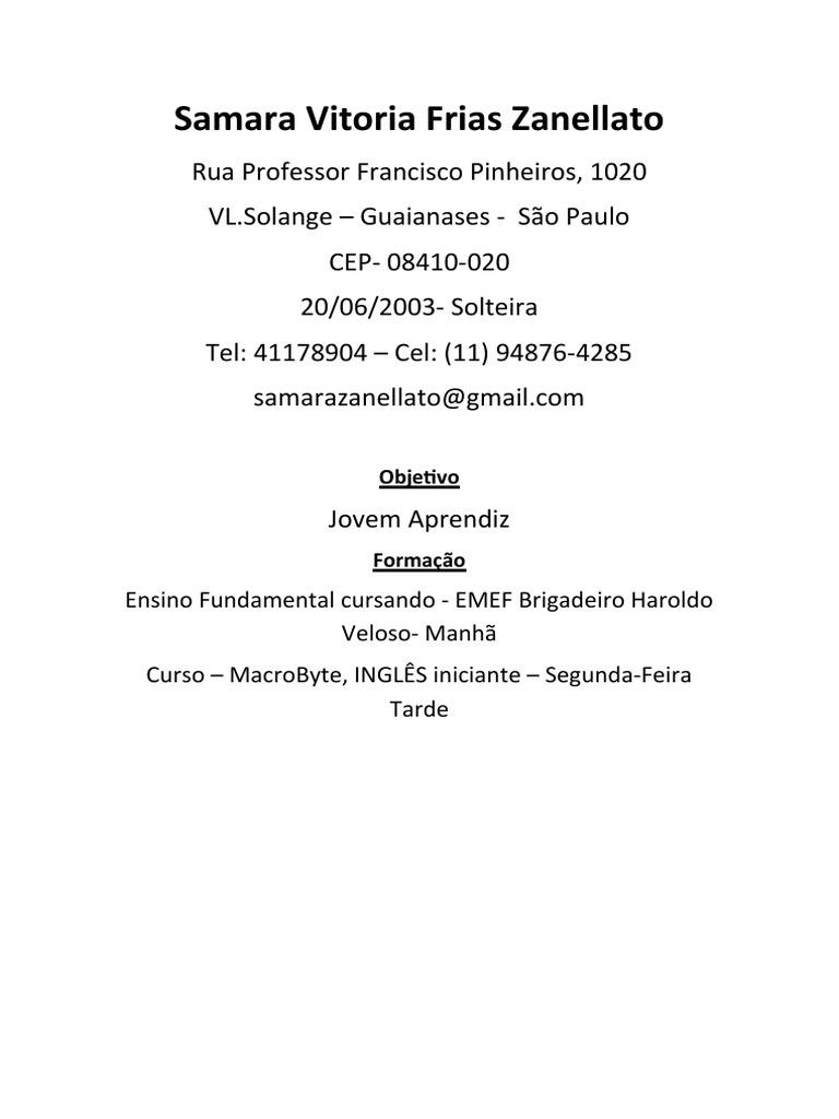 Samara Vitoria Frias Zanellato | PDF