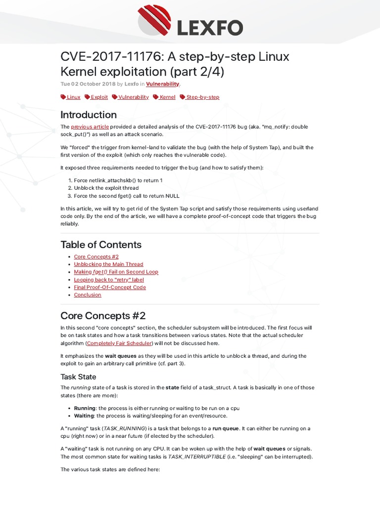 CVE 2017 11176 A Step by Step Linux Kernel Exploitation Part 2 | PDF ...