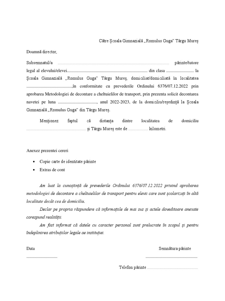 Decontare Naveta Cerere | PDF