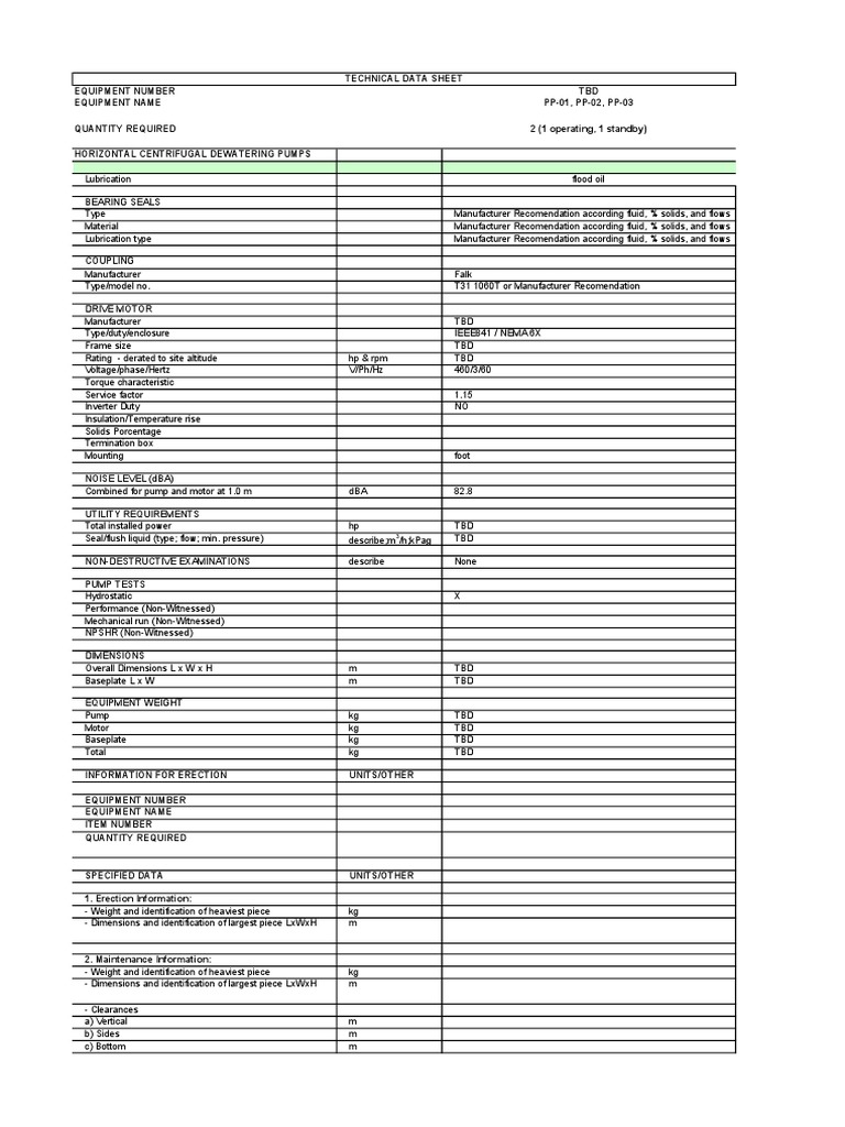 Pump Data Sheet - 3-A | PDF | Pump | Electric Motor