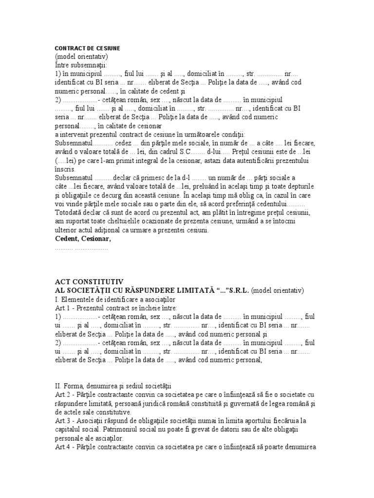 Contract de Cesiune | PDF
