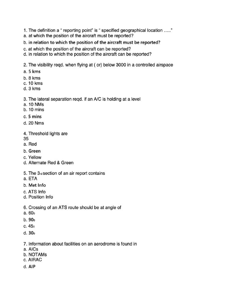 Air Regulation DGCA Question Paper | PDF