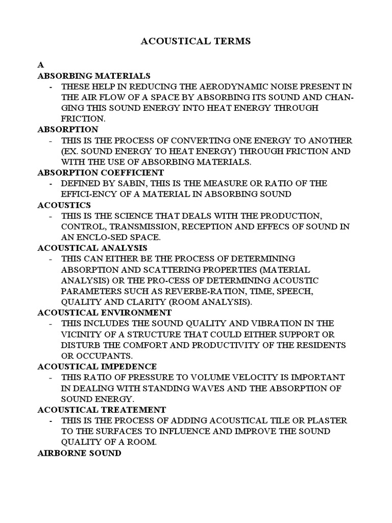 Acoustical Terms | PDF | Sound | Pitch (Music)