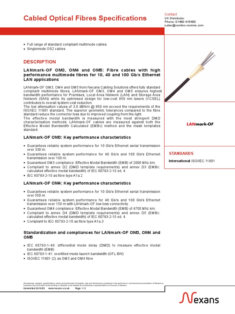 Nexans Optical Fiber Specifications | PDF | Fiber Optic Communication ...