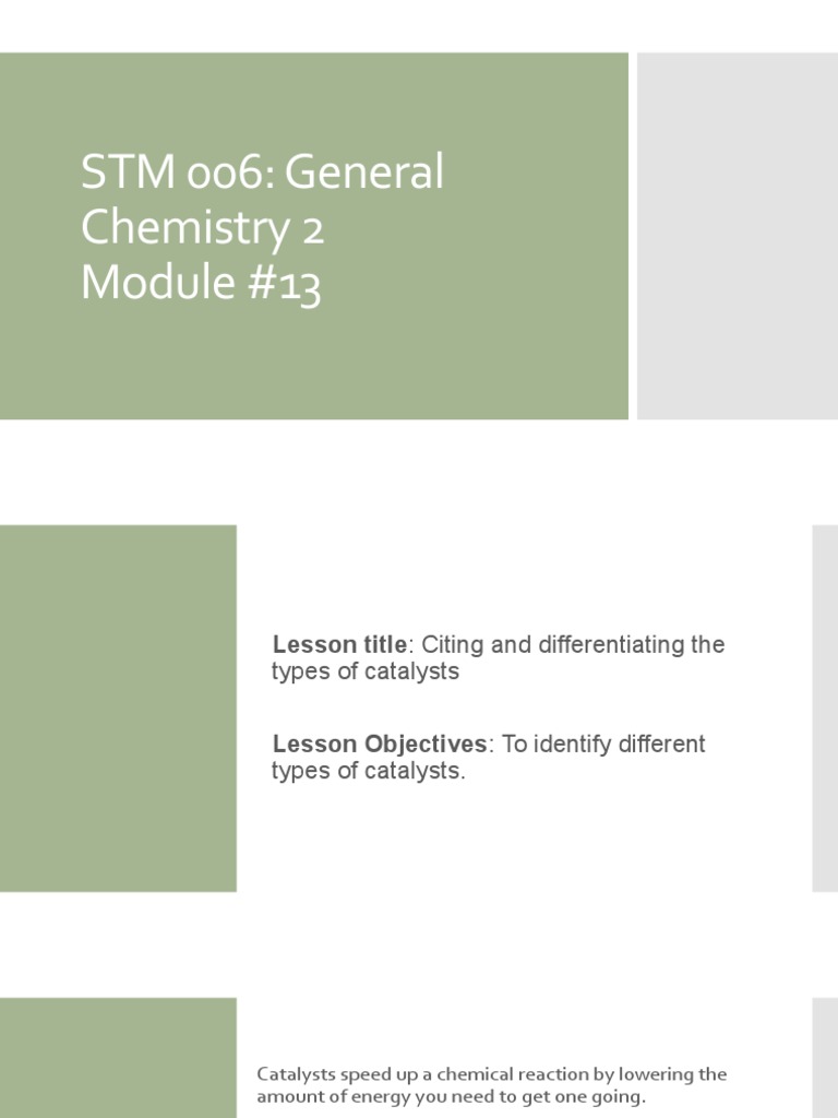 General Chemistry 2 Module 13 | PDF
