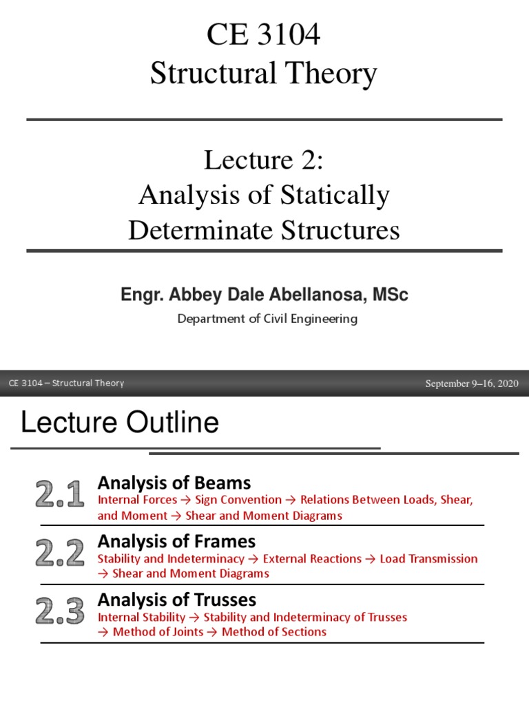 Lecture 2 - Analysis of Statically Determinate Structures-1 | PDF