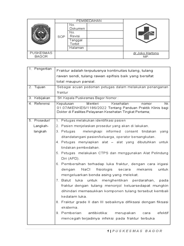 Sop Pembedahan Revisi (Repaired) | PDF