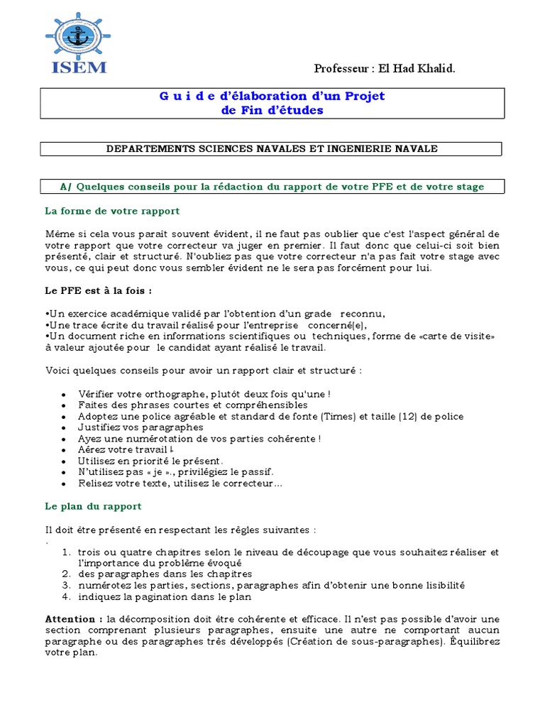Guide PFE | PDF | Publication académique | Science