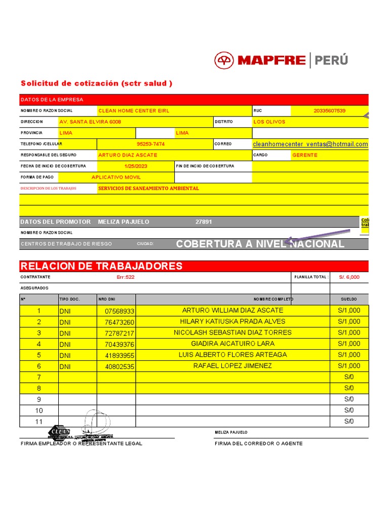 Solicitud de Afiliación SCTR | PDF
