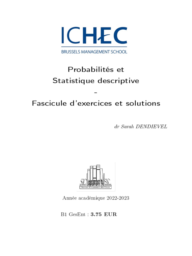 Fascicule Exercices GesEnt 22-23 | PDF | Indicateur de dispersion ...