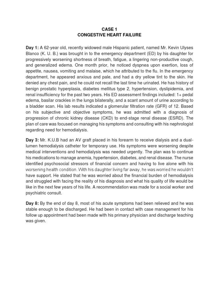 Patient Case 1 2 | PDF | Chronic Kidney Disease | Clinical Medicine