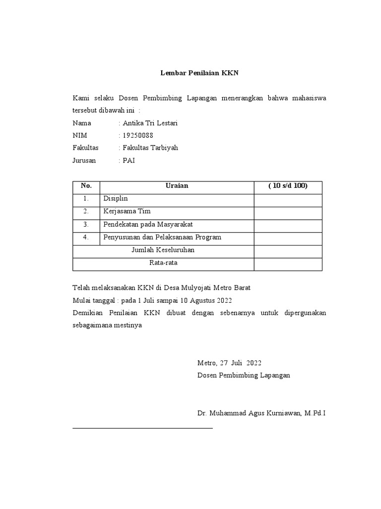 Lembar_Penilaian_KKN | PDF