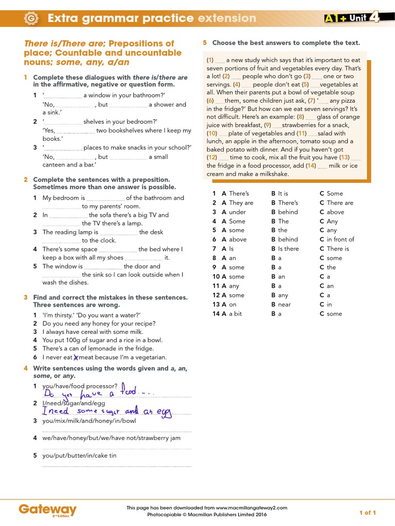 A1+ UNIT 4 Extra Grammar Practice Extension | PDF | Language Arts & Discipline