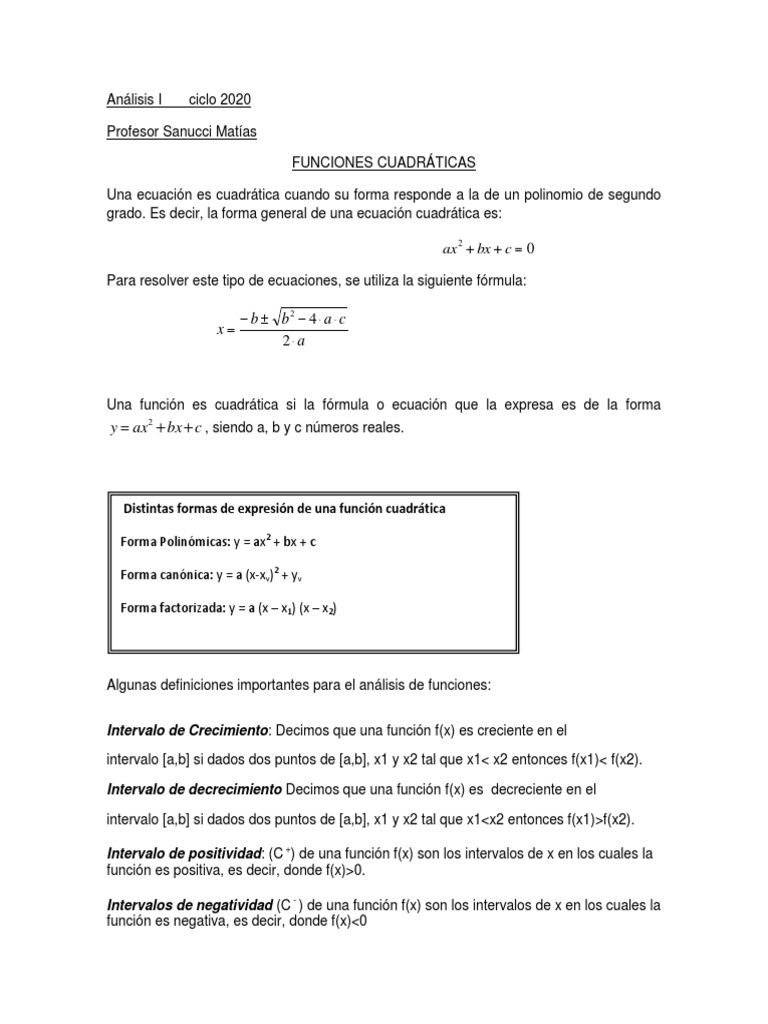 Funciones Cuadráticas: Análisis y Gráficas | PDF | Ecuaciones | Matemáticas