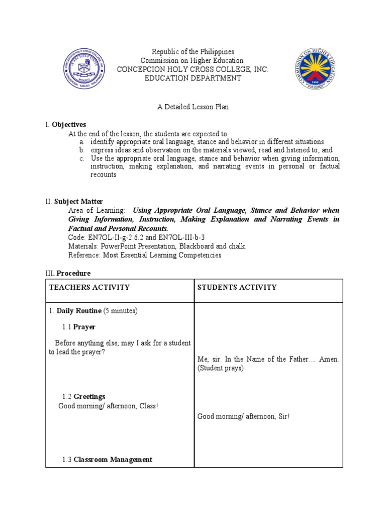 Lesson Plan | PDF | Body Language | Nonverbal Communication