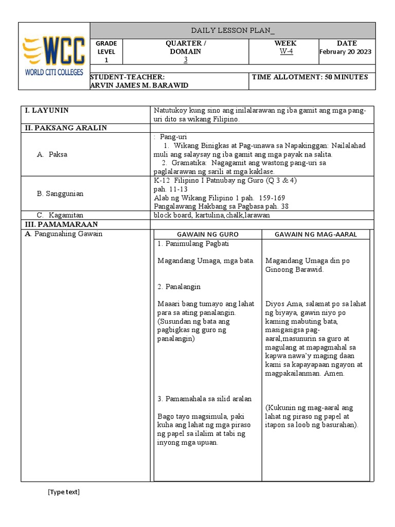 Filipino Detailed Lesson Plan | PDF