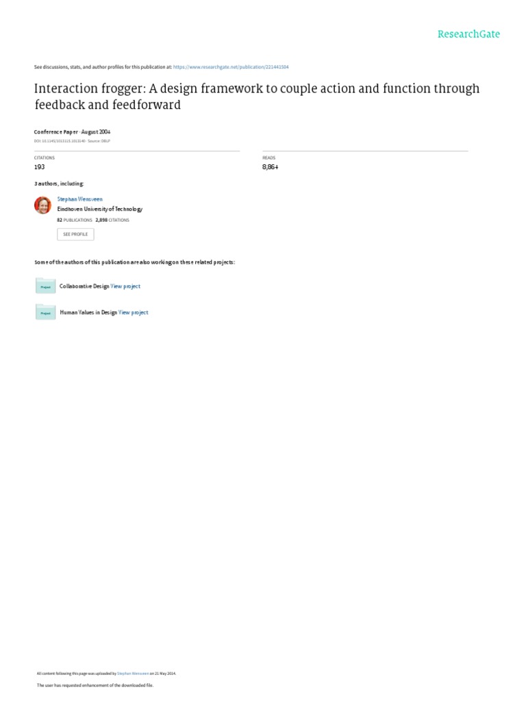 Interaction Frogger A Design Framework To Couple A | PDF | Perception ...