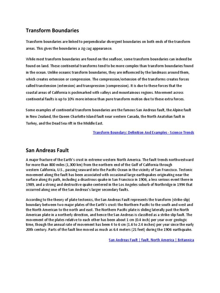 Understanding Transform Boundaries | PDF | Rift | Fault (Geology)