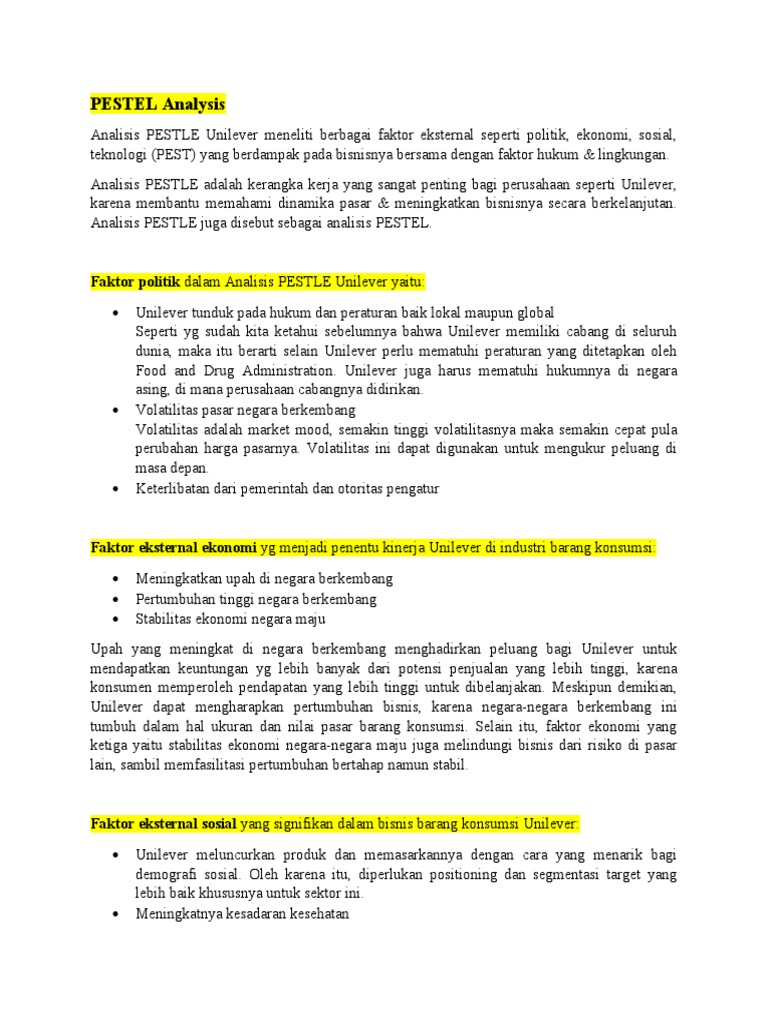 PESTEL Analysis, Kesimpulan & Saran | PDF