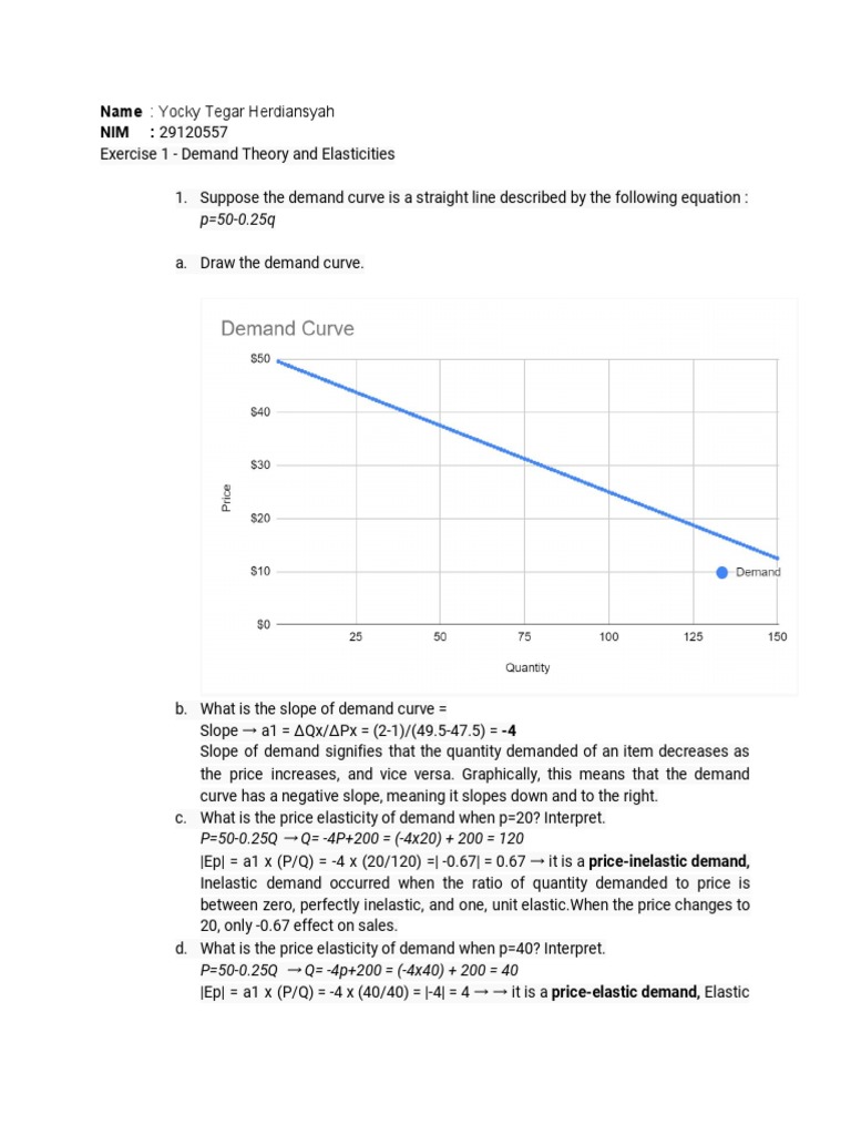 Exercise 1 Demand Theory and Elasticities01 | PDF | Demand | Price ...