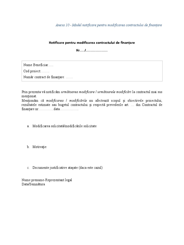 Anexa 10 Model Notificare | PDF